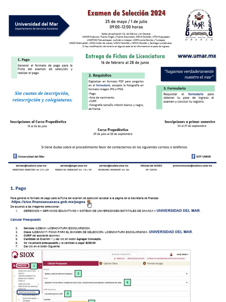 Convocatoria Nuevo Ingreso UMAR 2024 | PDF