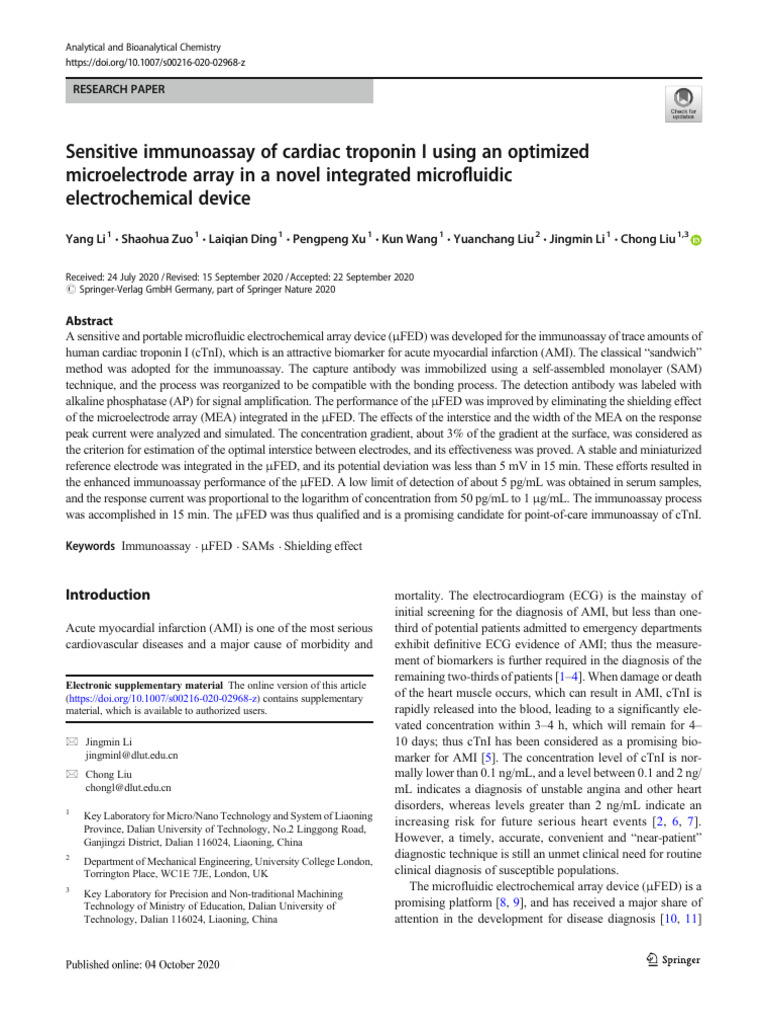 Sensitive Immunoassay of Cardiac Troponin I | PDF