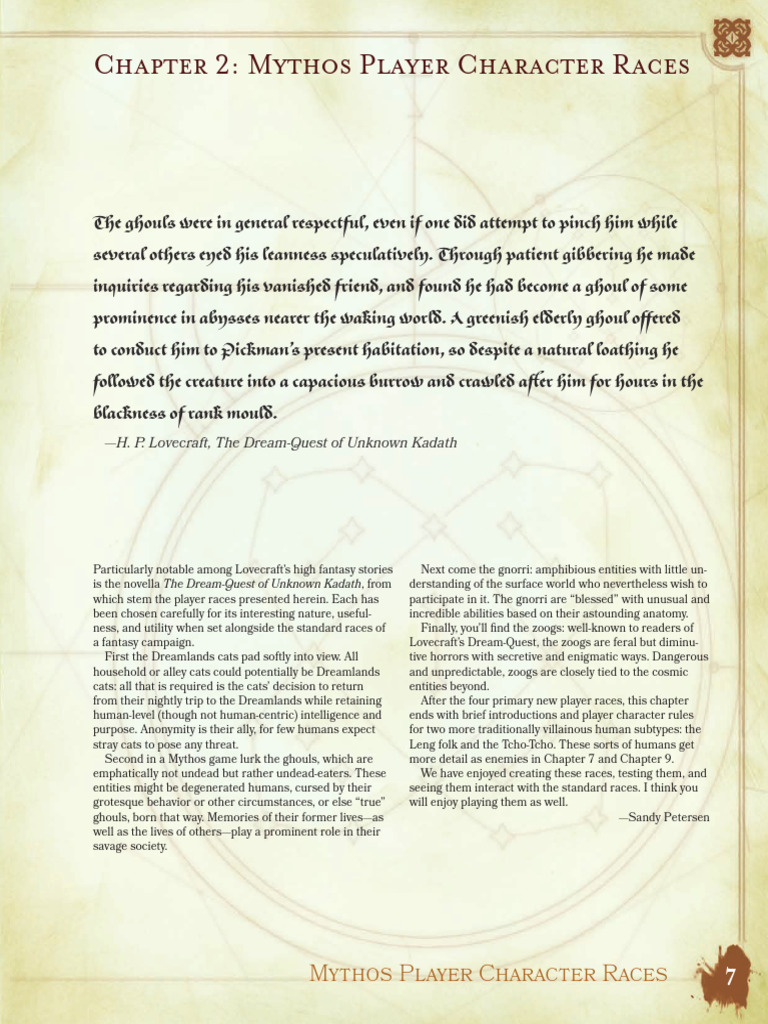 Mythos-5e-PDF Chapter 2 Player Options | PDF | Cats | The Dream Quest Of Unknown Kadath
