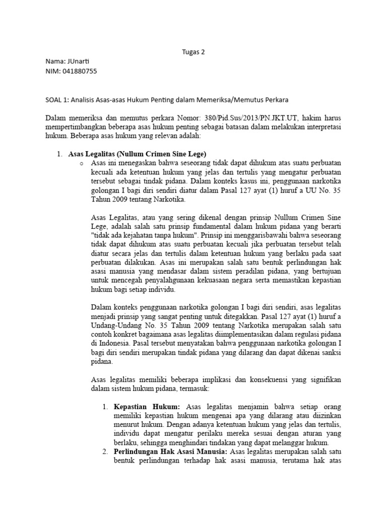 Tugas 2 Interpretasi Dan Penalaran Hukum Semester 8 | PDF