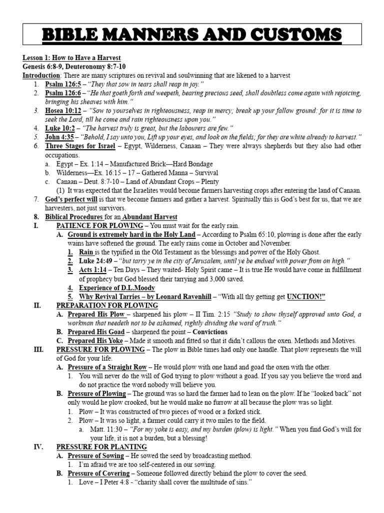 Bible Manners and Customs | PDF | Jesus | John The Apostle