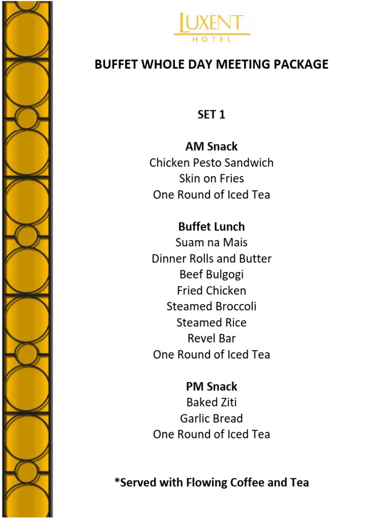 Whole Day Meeting Package Menu | PDF