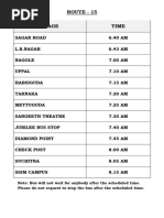 CTU Bus Timetable for Sub-Urban Routes | PDF | Punjab | Bus Transport