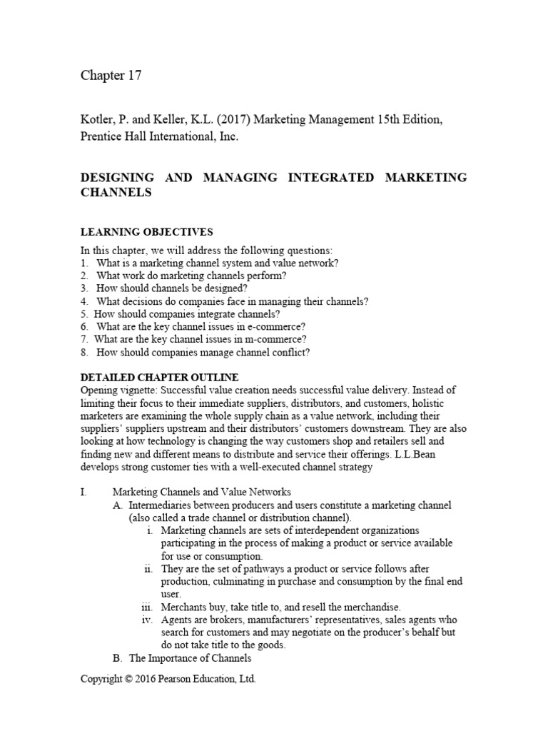 Chapter 17 Designing and Managing Integrated Marketing Channels | PDF | Marketing | Retail