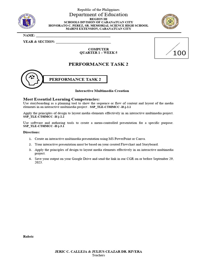 Department of Education: Performance Task 2 | PDF | Multimedia | Human Communication