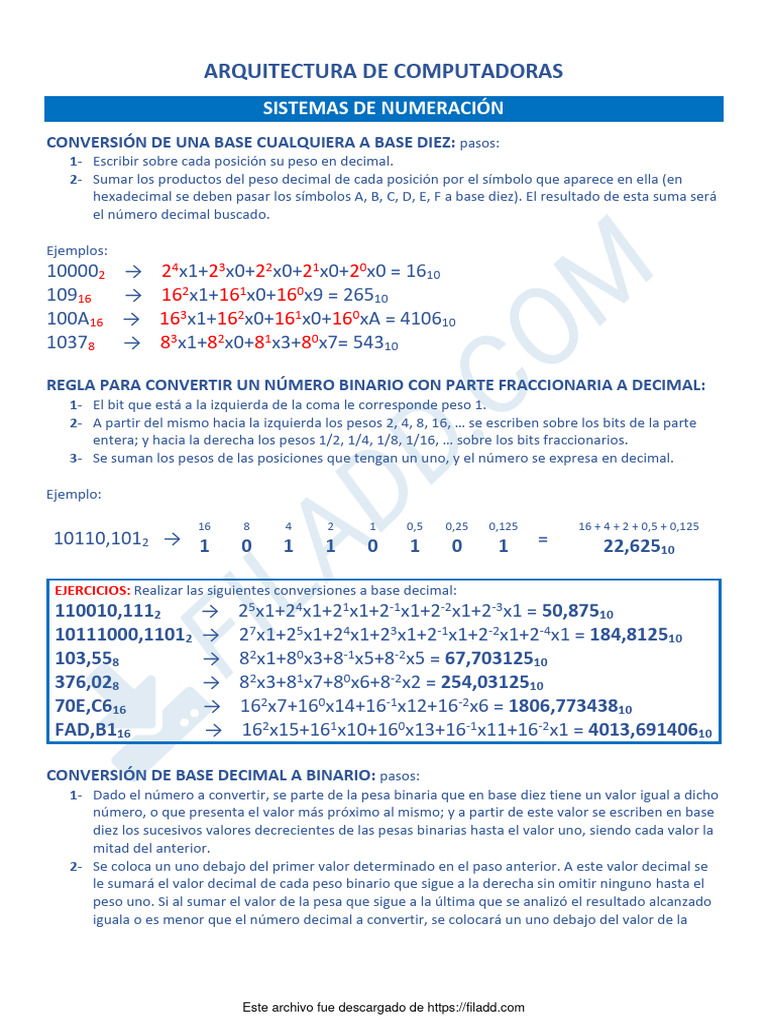 Conversión de Bases Numéricas y Operaciones Binarias | PDF | Lexicología | Arquitectura de ...
