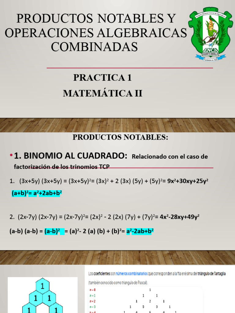 Productos Notables PRACTICA 1 MATE 2 2024 | PDF