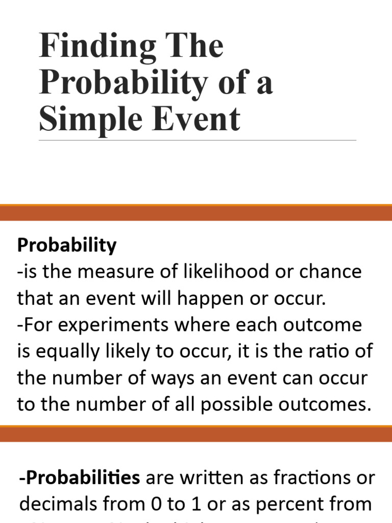 Finding The Probability of A Simple Event - Mod 8 | PDF | Probability ...