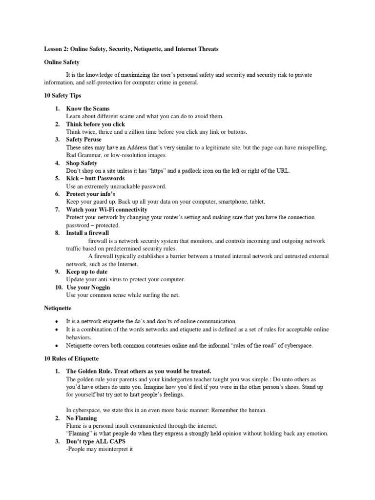 03-Online-Safety-Security-and-Netiquette 2 | PDF | Malware | Computer Virus