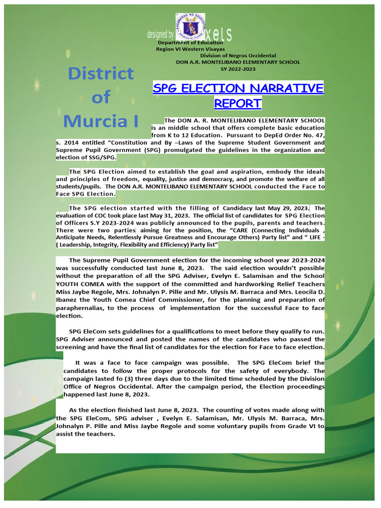 SPG Election Narrative Report Darmes | PDF | Government