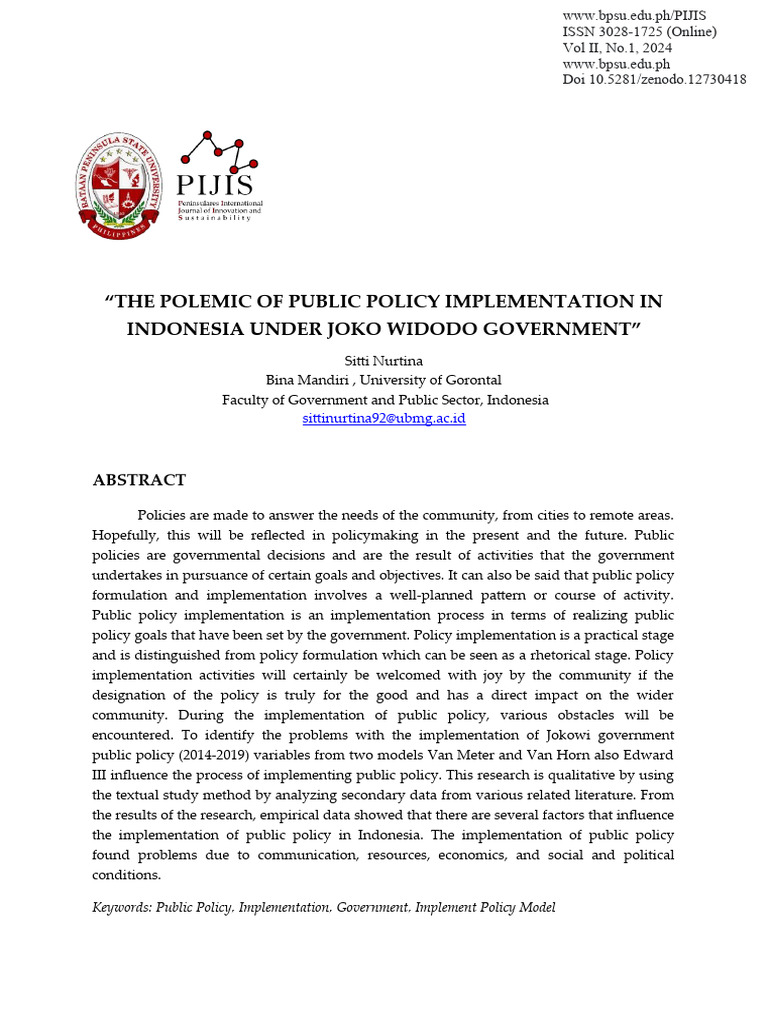 Public Policy Implementation in Indonesia | PDF | Policy | Policy Analysis
