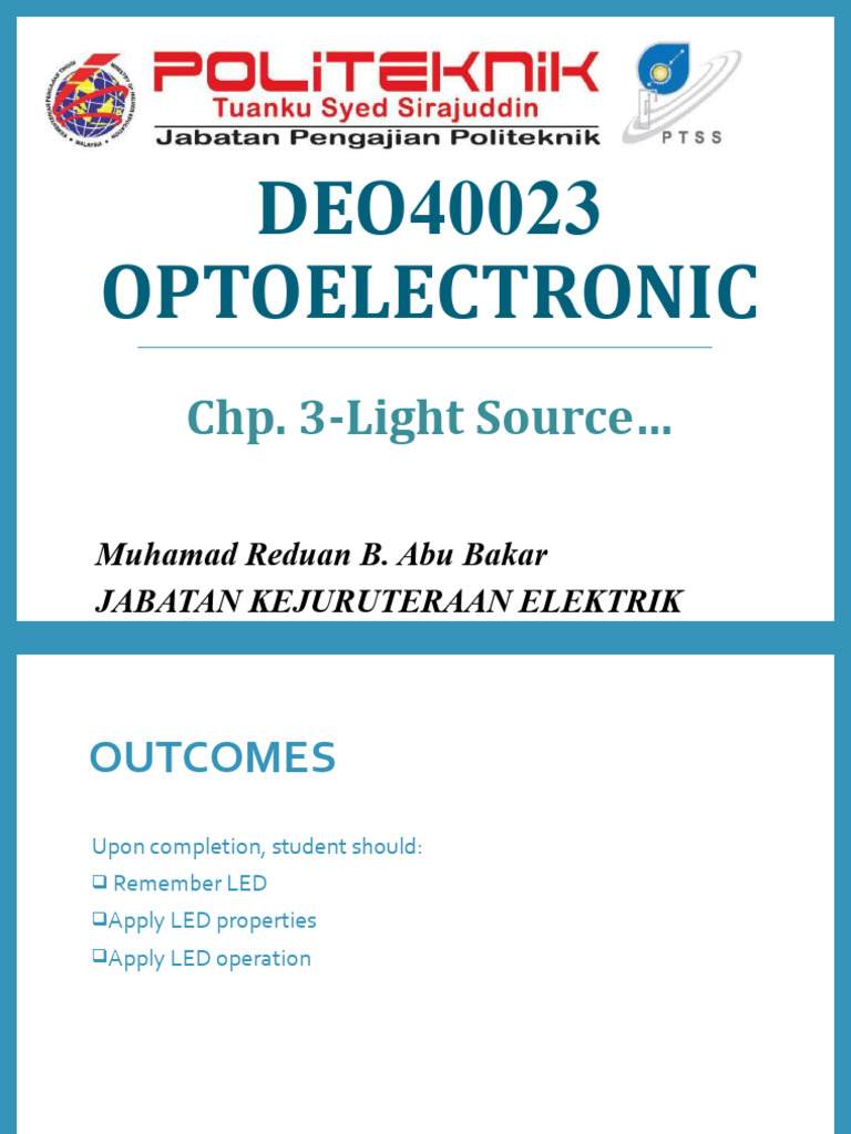 Chapter 3 Part1 DEO40023 Dis 2020 | PDF | Light Emitting Diode | Diode