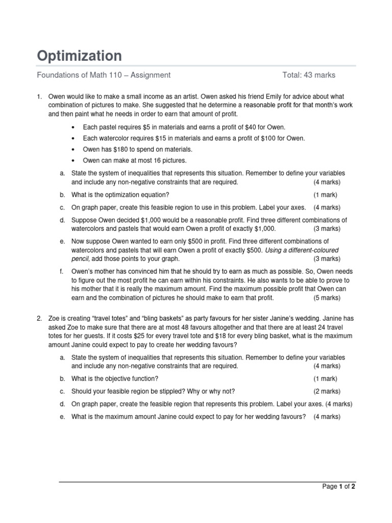M3 Optimization Assignment | PDF | Muffin | Mathematical Analysis