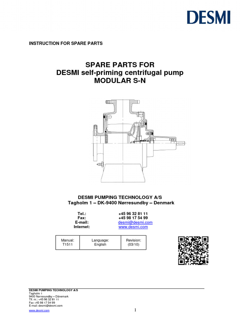 Spare Parts For DESMI Self-Priming Centrifugal Pump Modular S-N | PDF ...