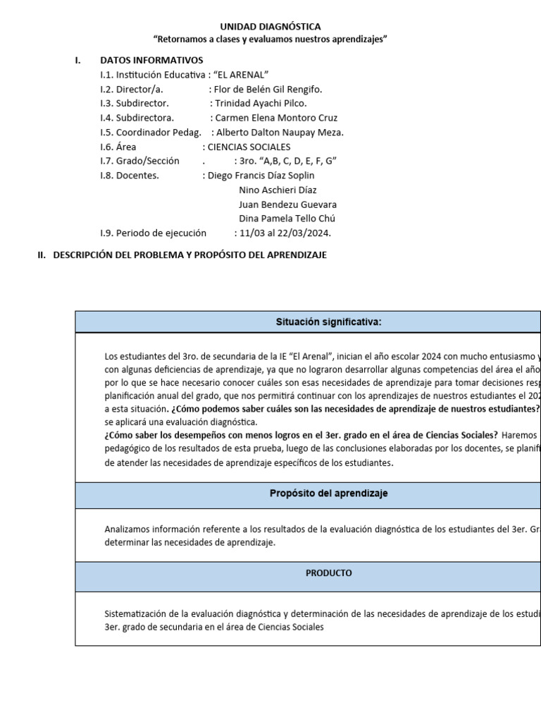 Unidad de Aprendizaje #01 Ciencias Sociales 3ro | PDF | Evaluación | Aprendizaje