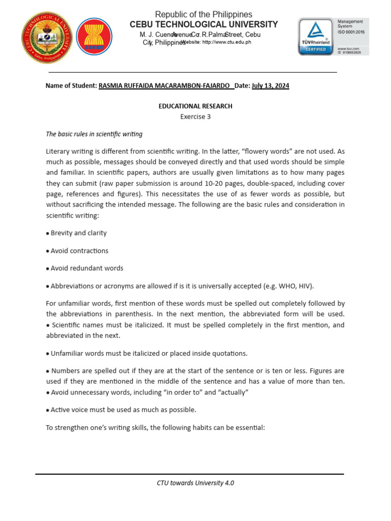 RESERACH METHODOLOGY Exercise 3 | PDF | Staphylococcus | Staphylococcus Aureus