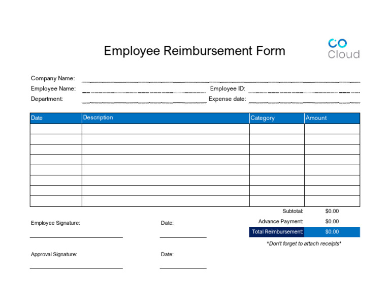 Employee Reimbursement Form Template | PDF