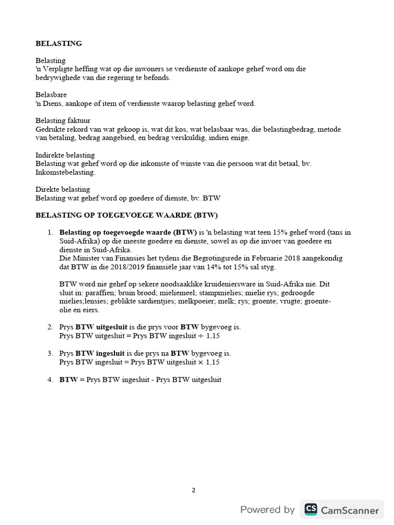 BTW Leerdernotas | PDF