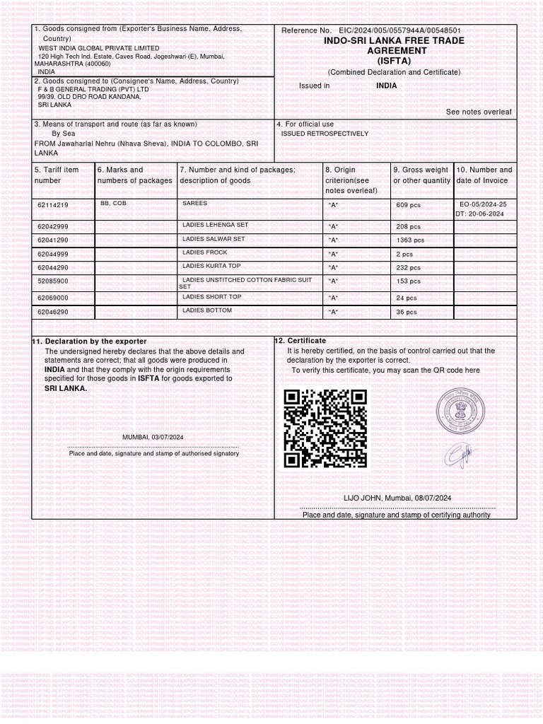 Eo-05 Isfta | PDF | Trade | International Trade