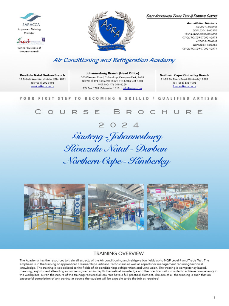 ACRA 2024 Training Courses Guide | PDF | Air Conditioning | Refrigerator