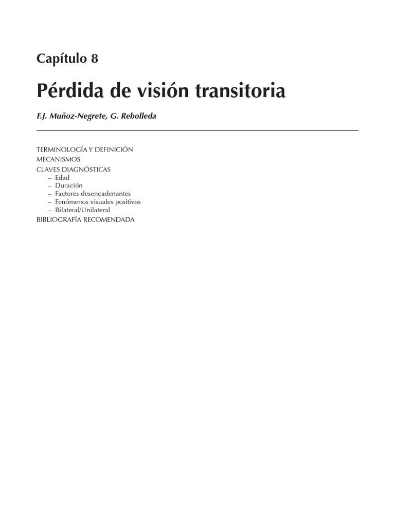 Capítulo - 08 Pérdida de Visión Transitoria | PDF | Migraña | Percepción visual