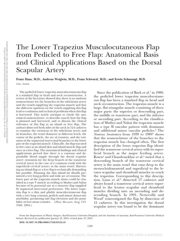 Haas Lower Trapezius MC Flap PRS2004 | PDF | Anatomy | Musculoskeletal ...