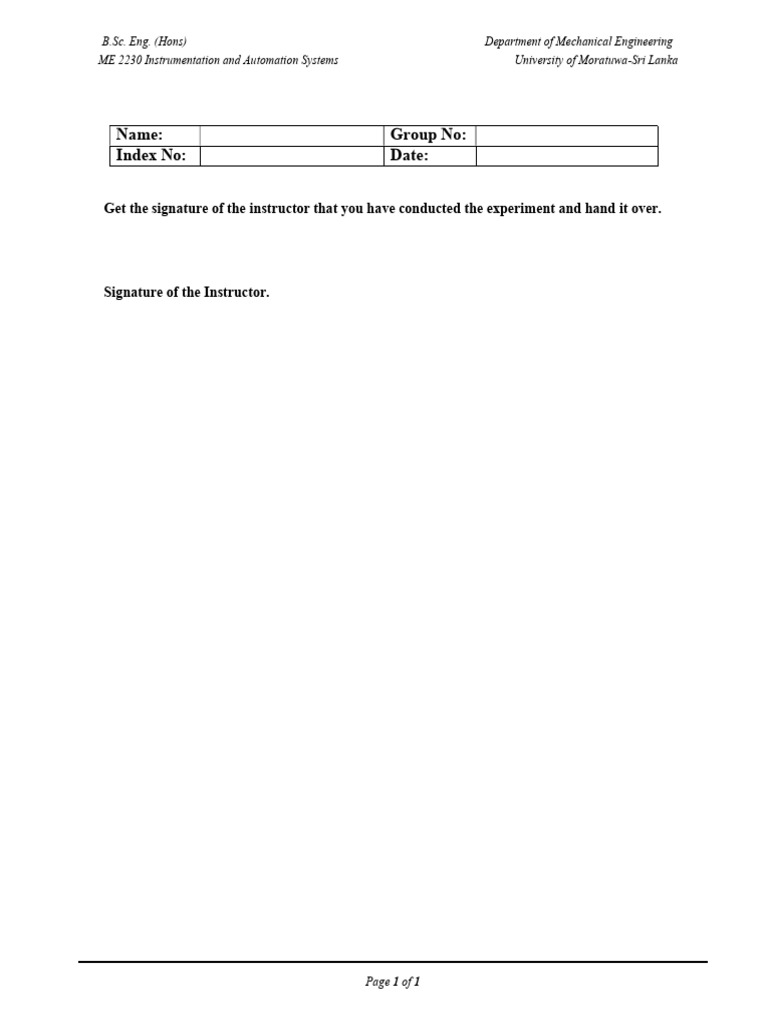 ME2230 P6 - Pneumatic DEMO Observation Sheet | PDF