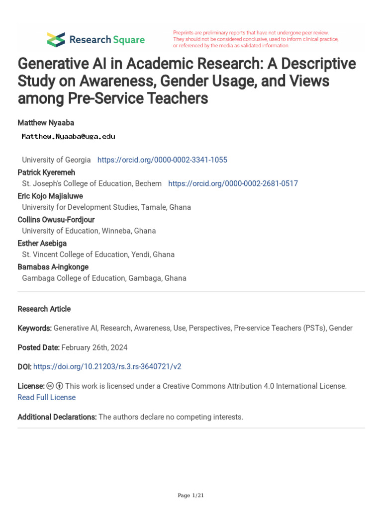 Generative AI in Academic Research A Descriptive S | PDF | Artificial ...