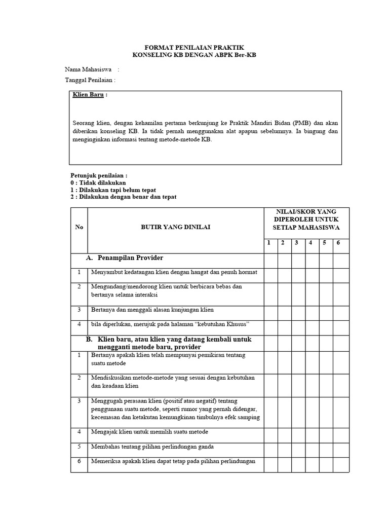 Format Penilaian Praktik | PDF