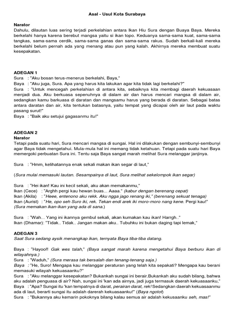 Naskah Drama Suro Dan Boyo (Drama Komedi) | PDF | Sejarah