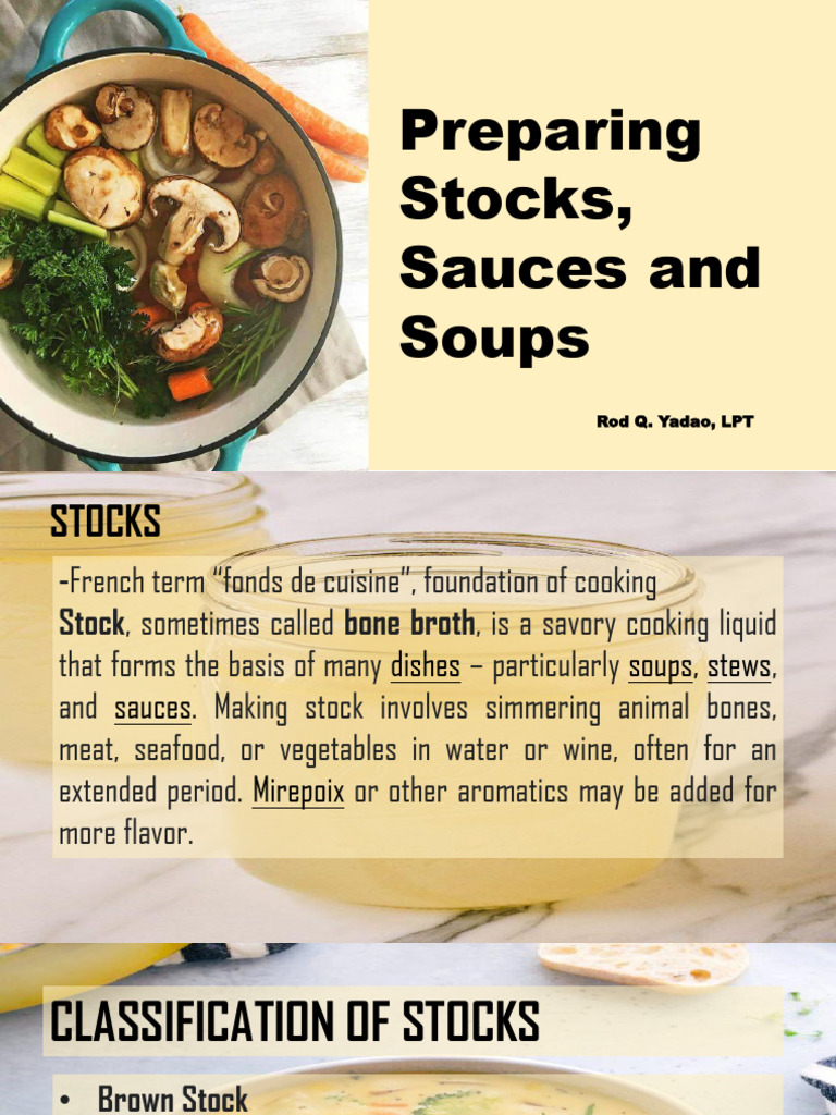 Stocks Soups and Sauces | PDF | Stock (Food) | Soup