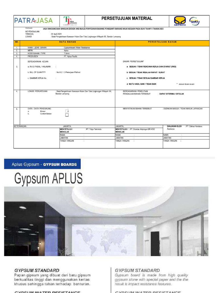Approval Gypsum Water Resistance Aplus Detail | PDF