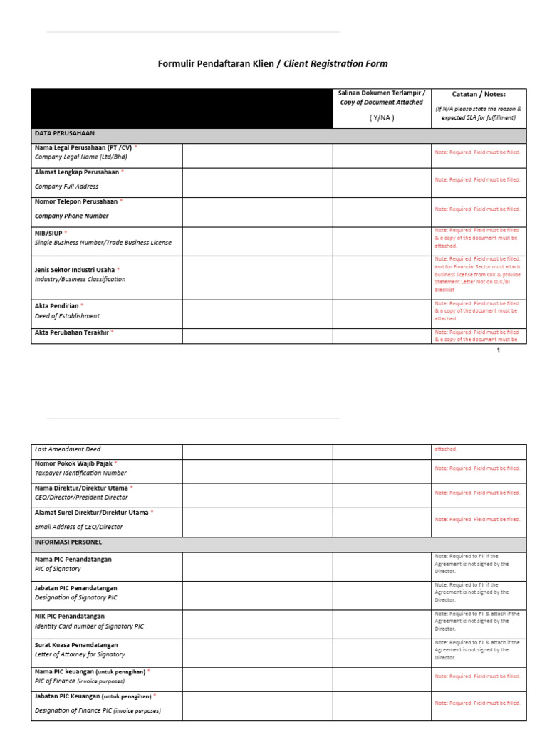 Client Registration Form | PDF
