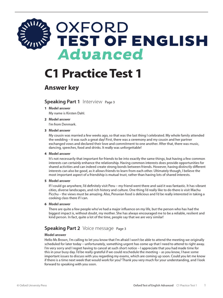 Ote c1 Practice Test 1 Answer Key | PDF | Fashion | Beauty