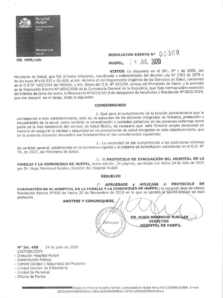 PROTOCOLO EVACUACION (6ta Ed) Con Resolucion | PDF PROTOCOLO EVACUACION (6ta Ed) Con Resolucion | PDF