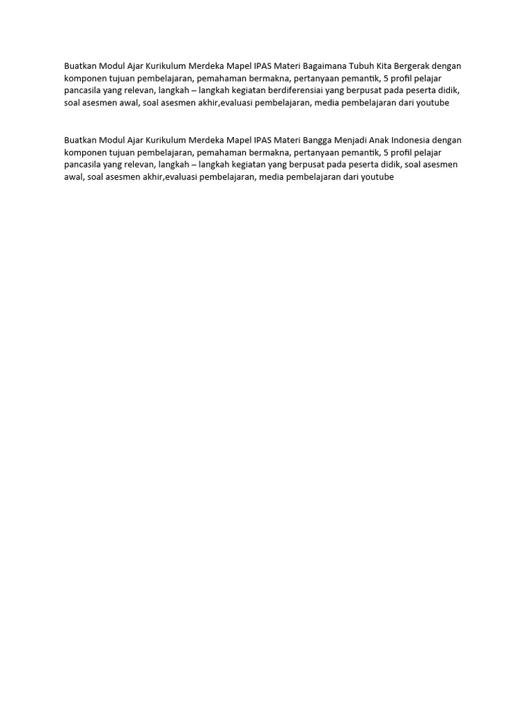 Buatkan Modul Ajar Kurikulum Merdeka Mapel IPAS Materi Bagaimana Tubuh ...