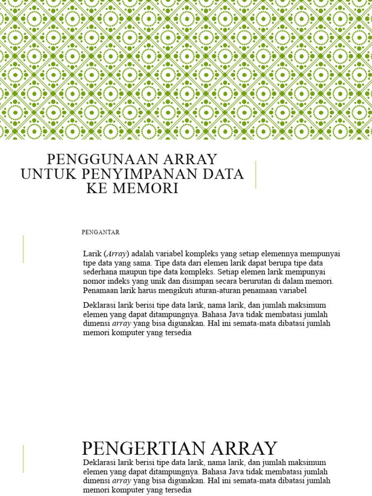 Panduan Lengkap Penggunaan Array di Java | PDF