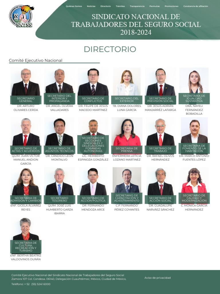 SNTSS Comité Ejecutivo Nacional | PDF