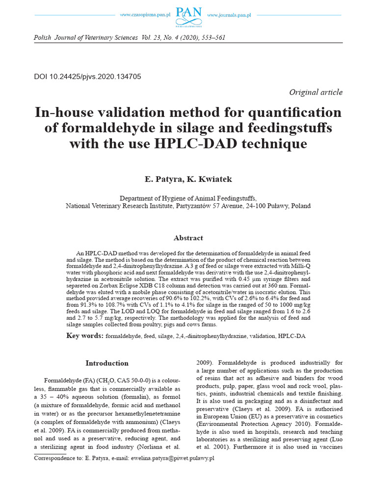 In House Validation Method For Quan | PDF | High Performance Liquid ...