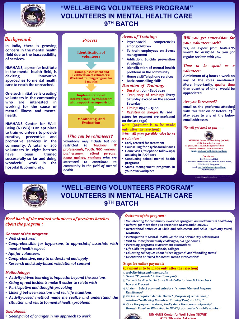 Well Being Volunteers Program - Flyer For 9th Batch From June - Sept ...