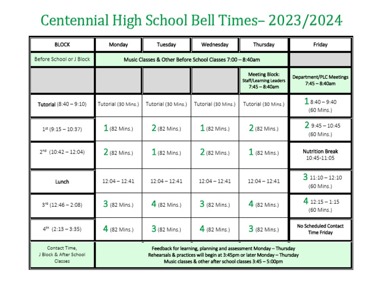 Bell Schedule 2023-2024 | PDF