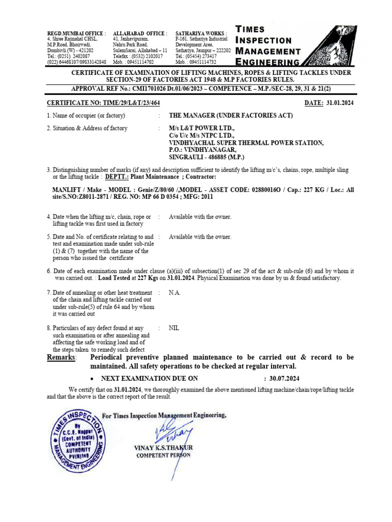 TC Manlift 464 | PDF