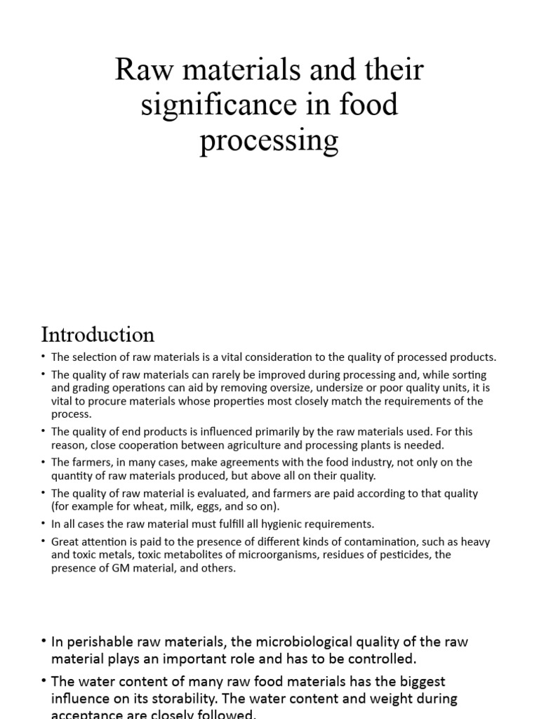 1587940988raw Materials and Significance in Food Processing | PDF ...