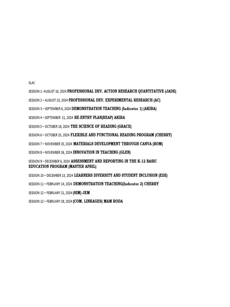 Slac Schedules | PDF