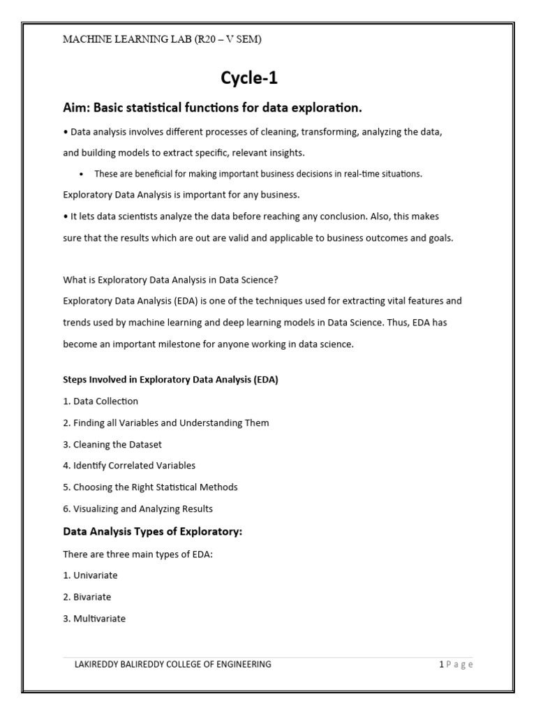 ML Lab Record V Sem | PDF | Statistics | Statistical Analysis
