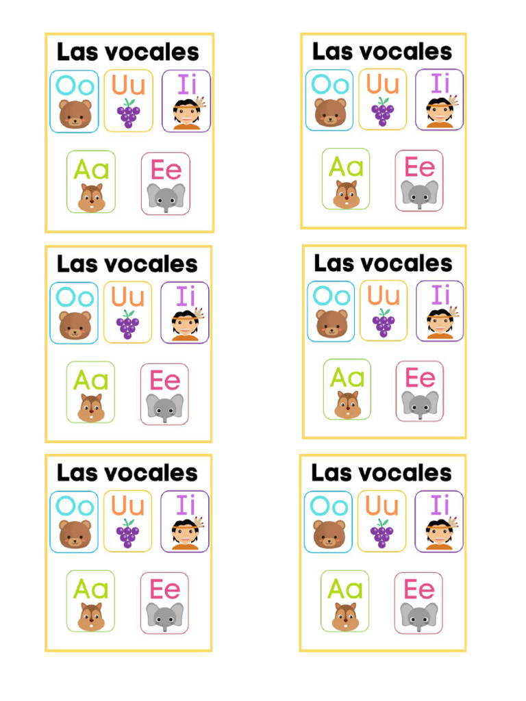 Tarjetas de Vocales Mesa | PDF