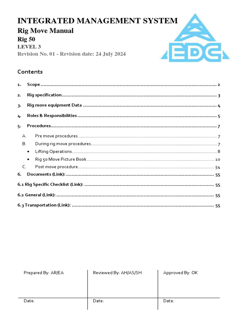 Rig 50 Move Manual: Safety Procedures | PDF | Crane (Machine) | Trailer ...