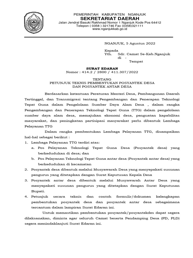 Surat Juknis PEMBENTUKAN POSYANTEKDES 2022 | PDF | Seni | Sains ...