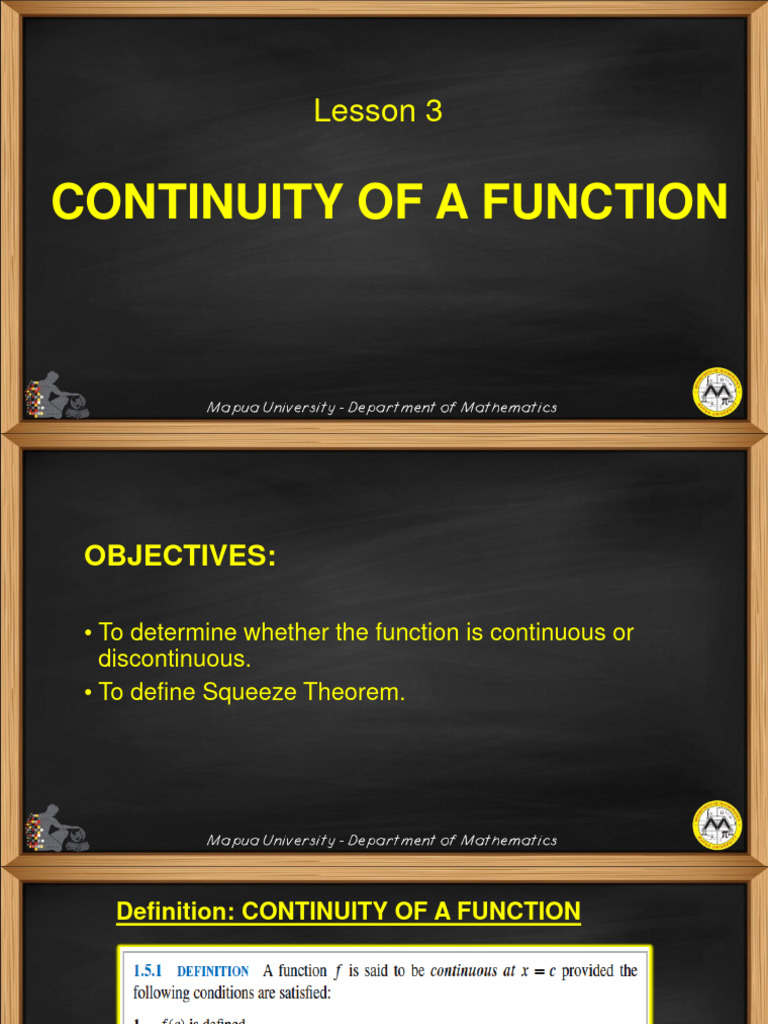 Lesson 3 Continuity Of A Function Pdf Continuous Function Function Mathematics