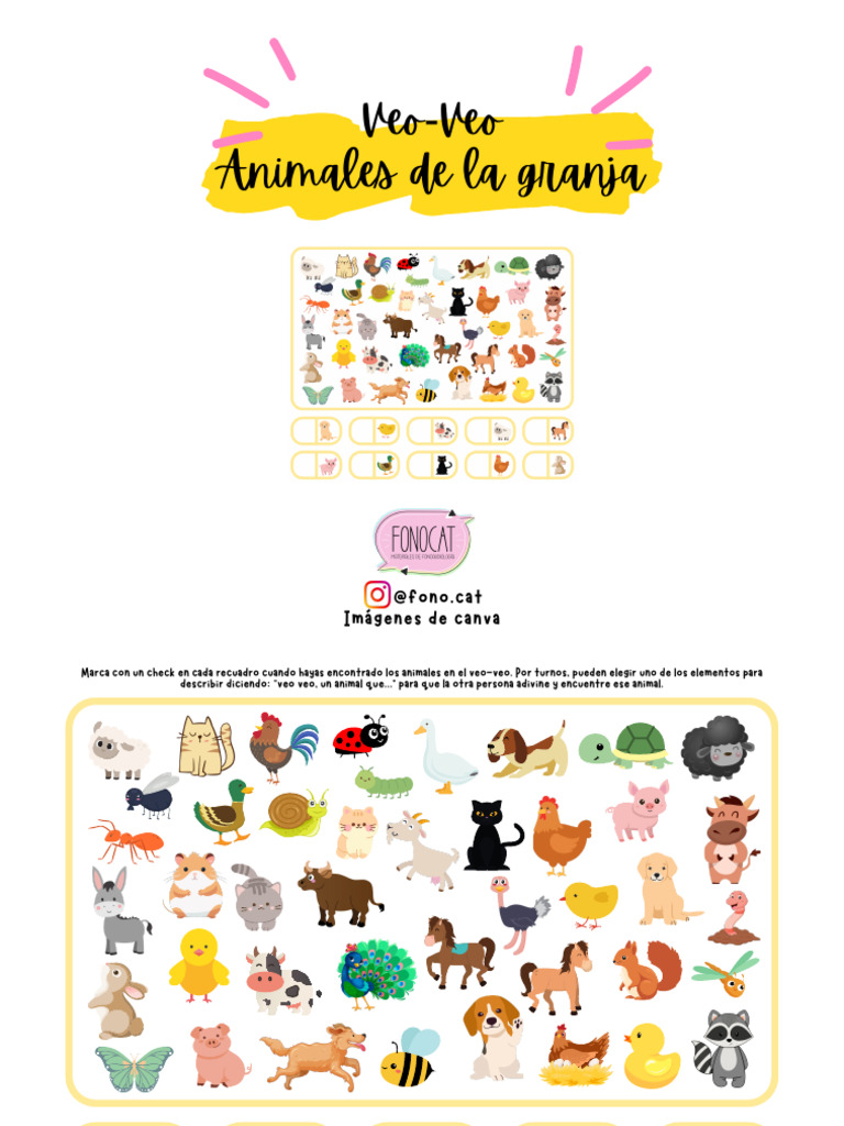 Veo-Veo de Animales de La Granja | PDF | Libros para adolescentes ...